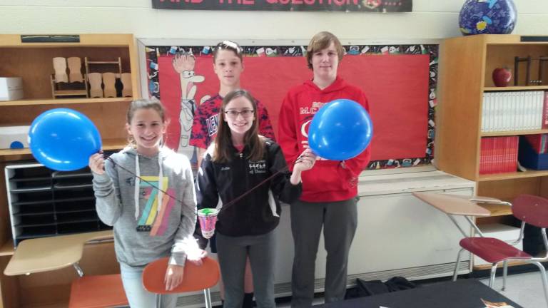 Byram 8th graders dropping eggs for science